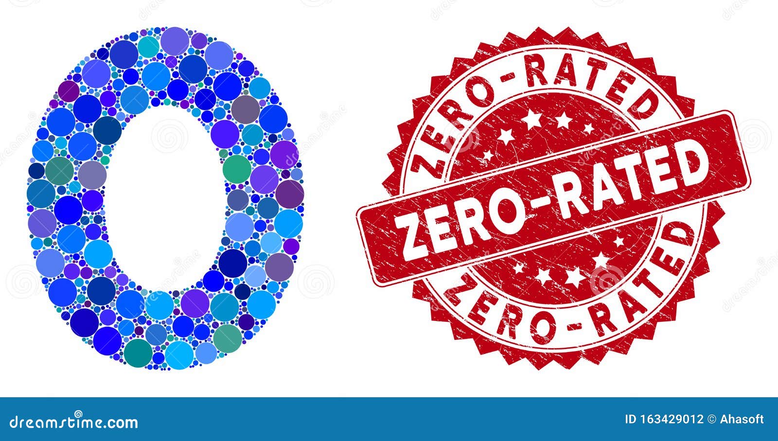 Mosaic 0 Digit with Grunge Zero-Rated Seal Stock Vector - Illustration ...