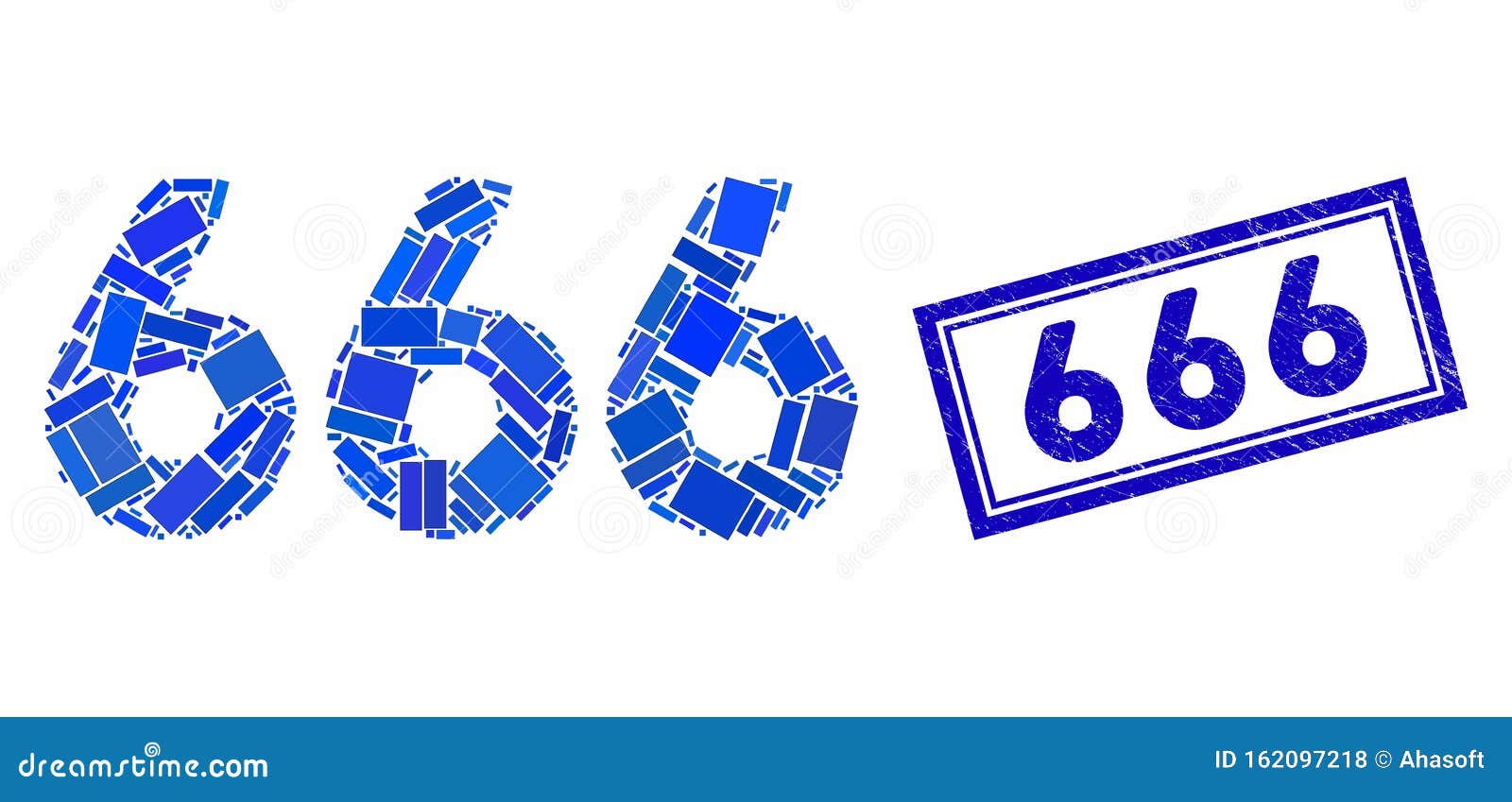 Rectangle Collage 666 Digits Text with Distress 666 Seal Stock Vector ...