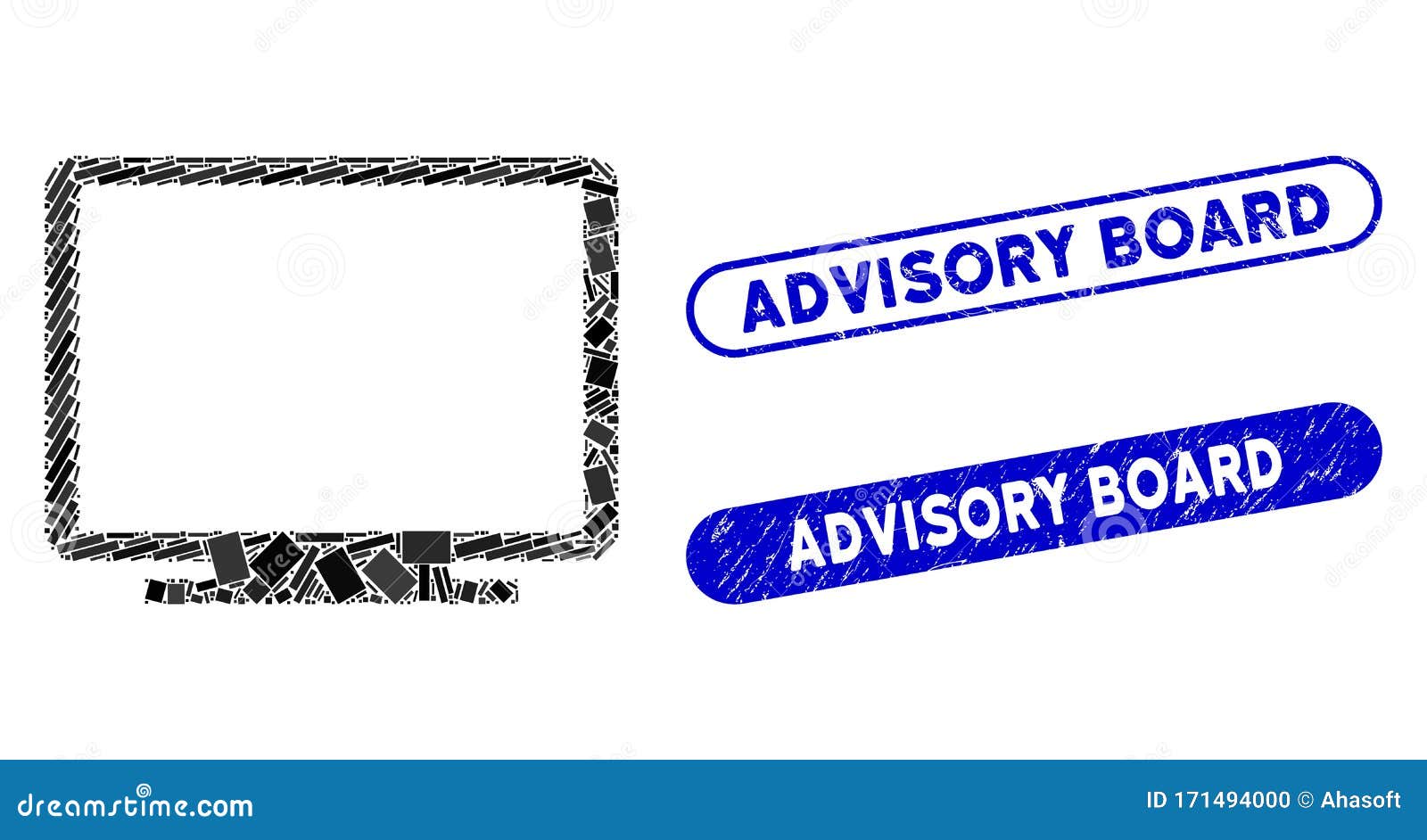 Rectangle Collage Display with Distress Advisory Board Seals Stock ...