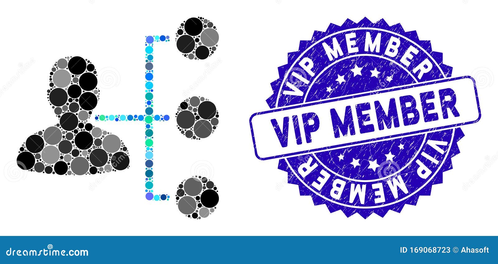 Mosaic Distributor Icon with Textured Vip Member Stamp Stock Vector ...