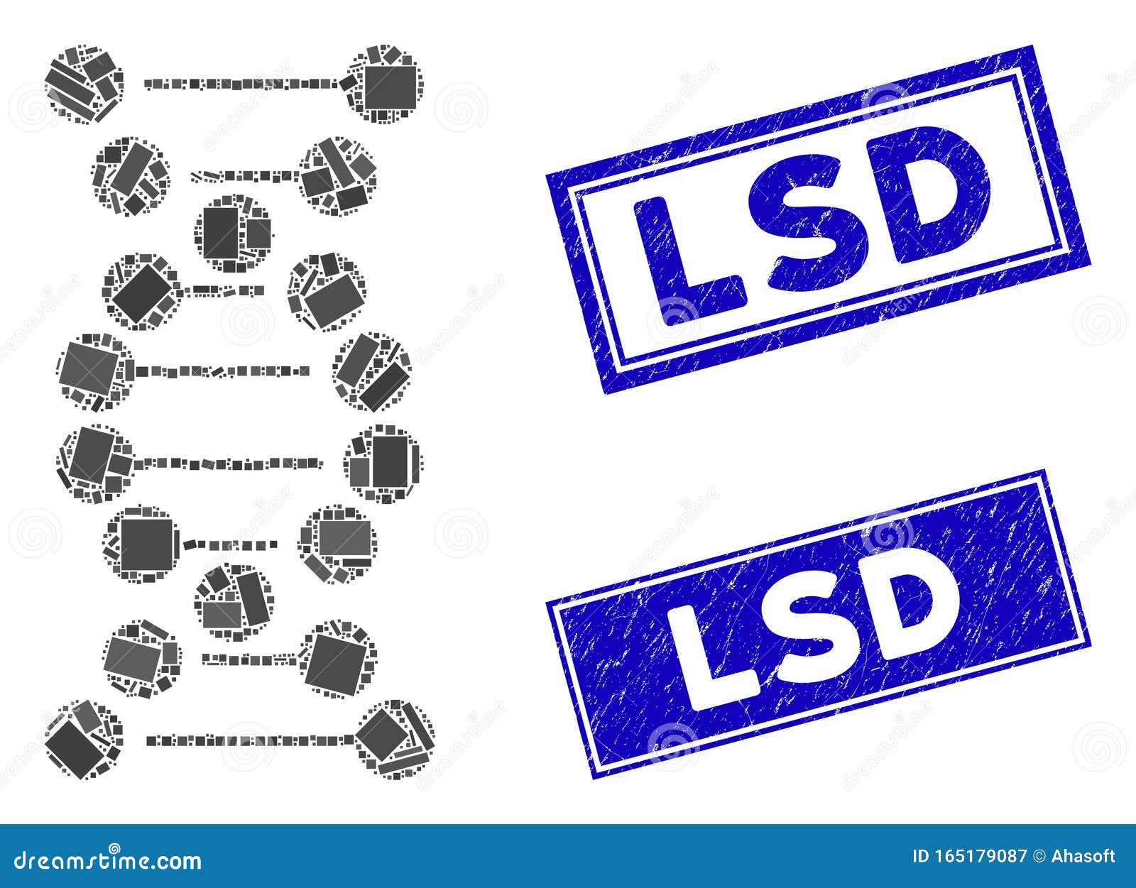 DNA Mosaic and Scratched Rectangle Lsd Stamp Seals Stock Vector ...
