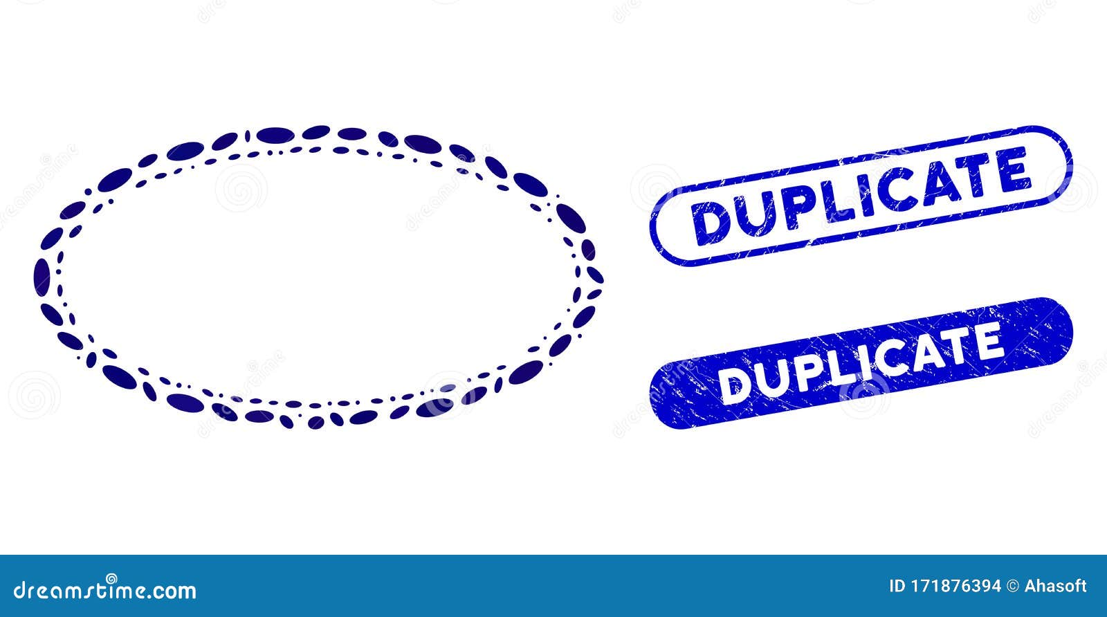 Elliptic Collage Double Oval Frame with Grunge Duplicate Watermarks ...