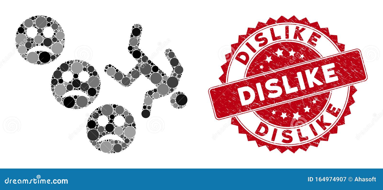 Mosaic Drop Down Sad User with Distress Dislike Seal Stock Illustration ...