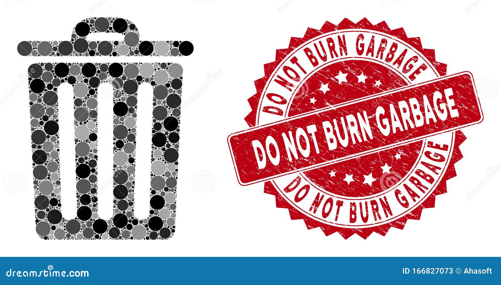 Mosaic Dustbin with Distress Do Not Burn Garbage Seal Stock ...