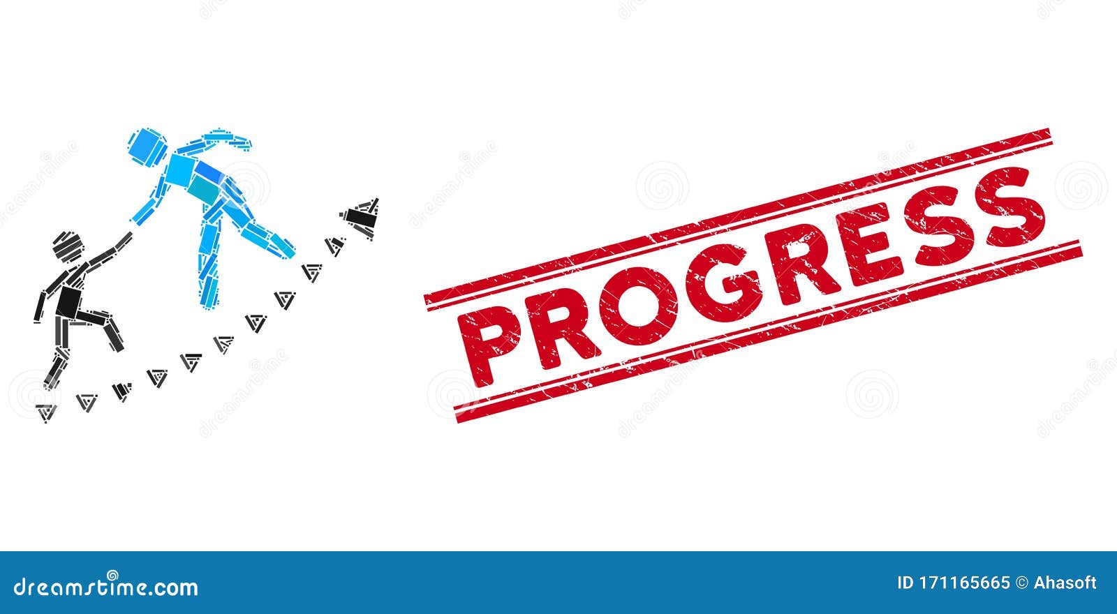 Education Progress Mosaic and Grunge Progress Stamp Seal with Lines ...