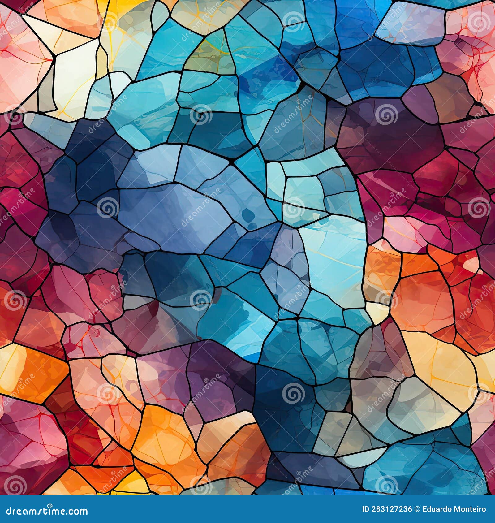 Mosaic Effect of Colored Glass Pieces in an Abstract Pattern (tiled ...