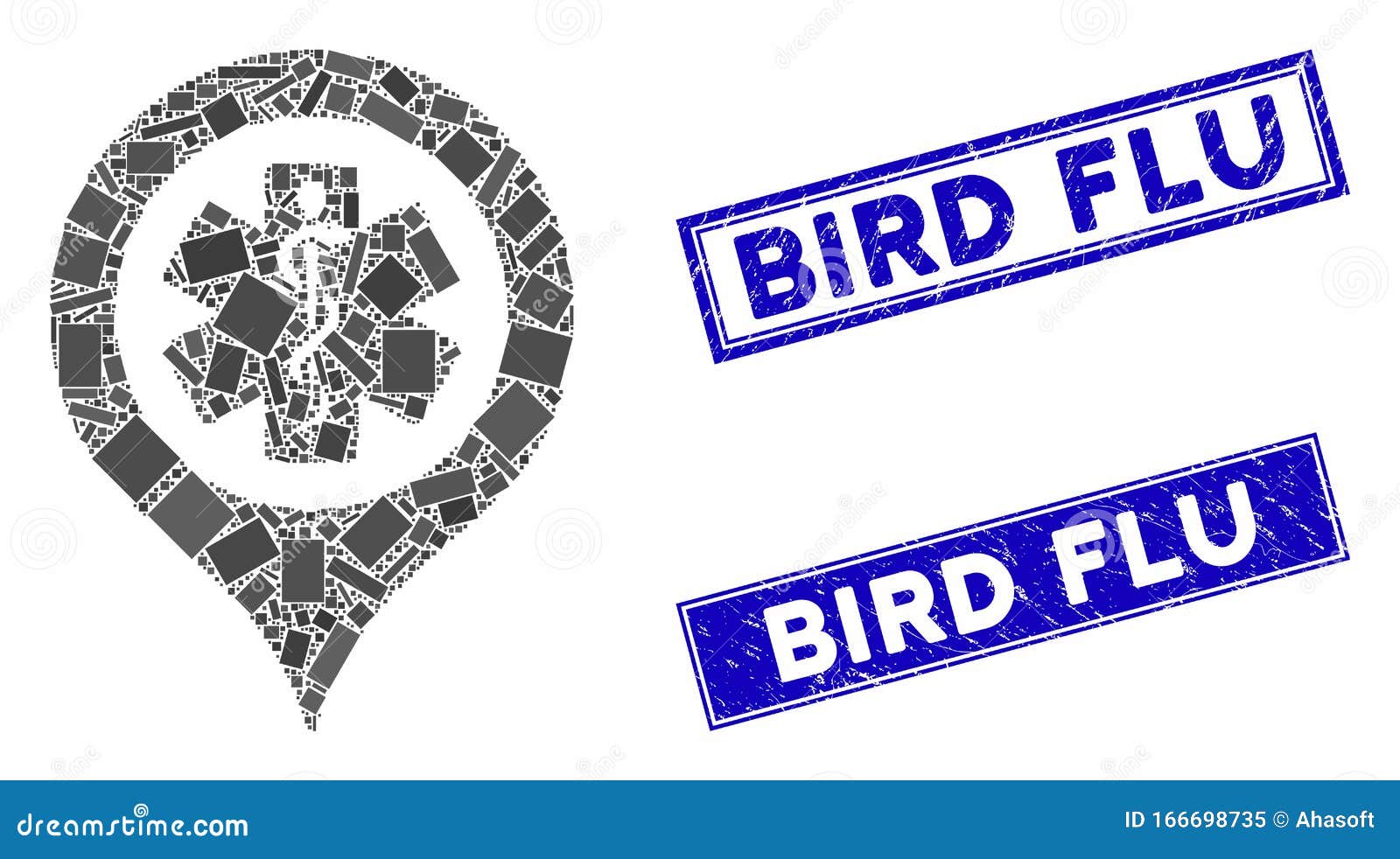 Emergency Map Marker Mosaic and Scratched Rectangle Seals Stock Vector ...