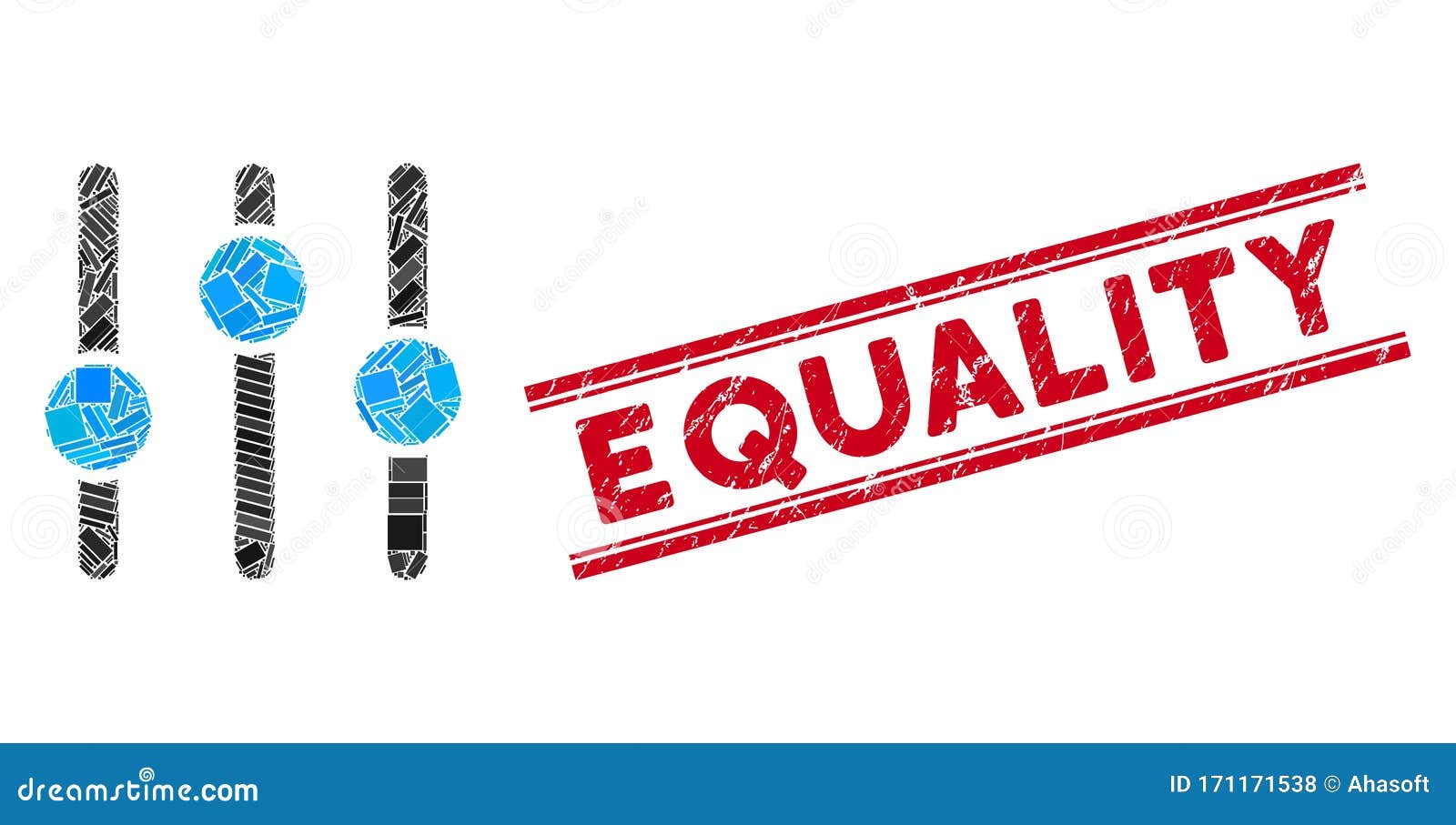 Equalizer Mosaic and Grunge Equality Stamp Seal with Lines Stock Vector ...