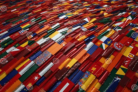 Mosaic of Ethnic Flags Symbolizing Unity and Stock Illustration ...