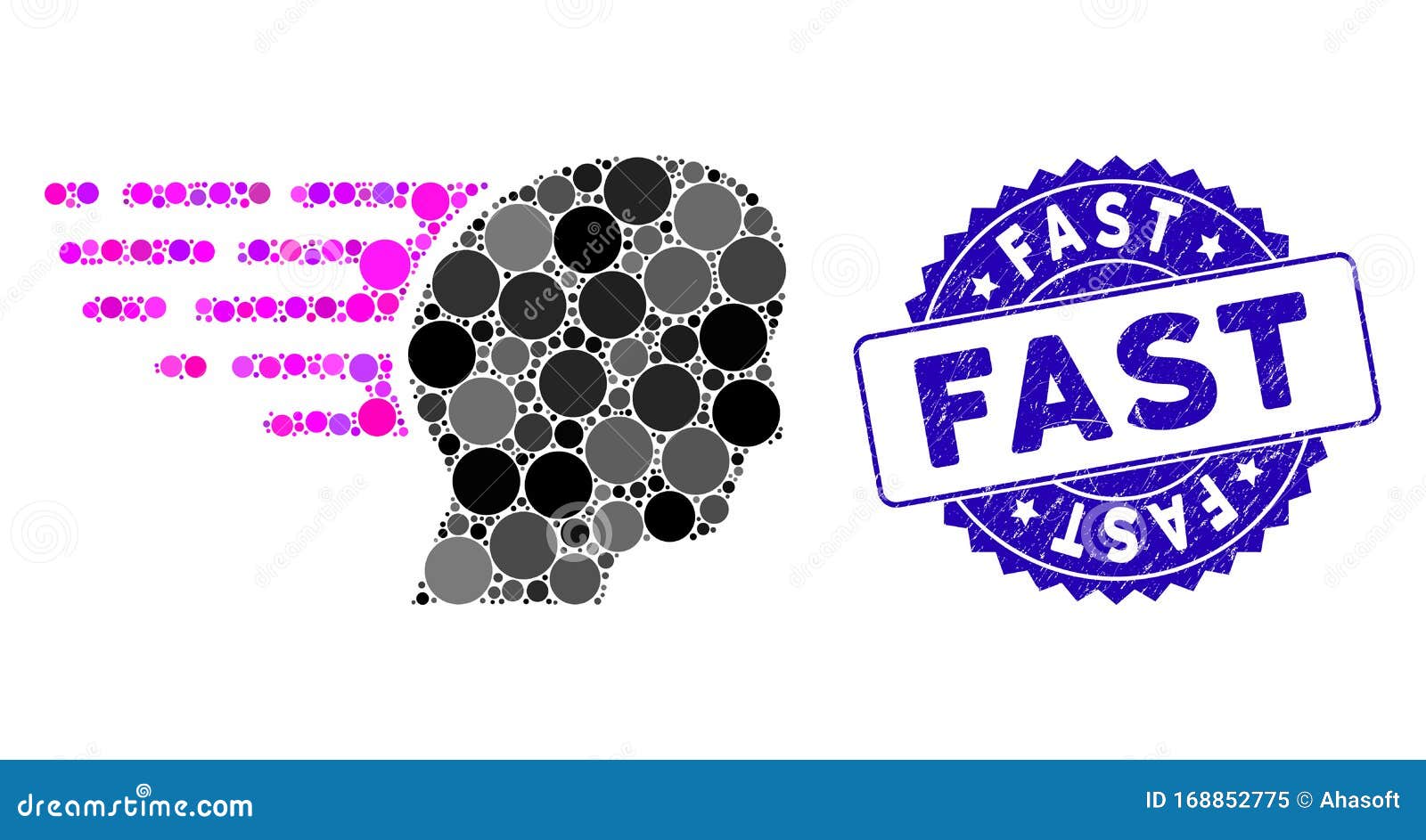 Collage Fast Thinking Icon with Grunge Fast Seal Stock Illustration ...