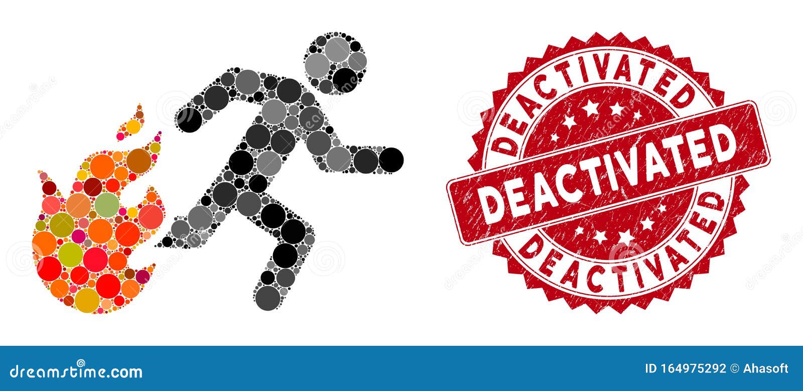 Mosaic Fired Running Man with Grunge Deactivated Stamp Stock ...