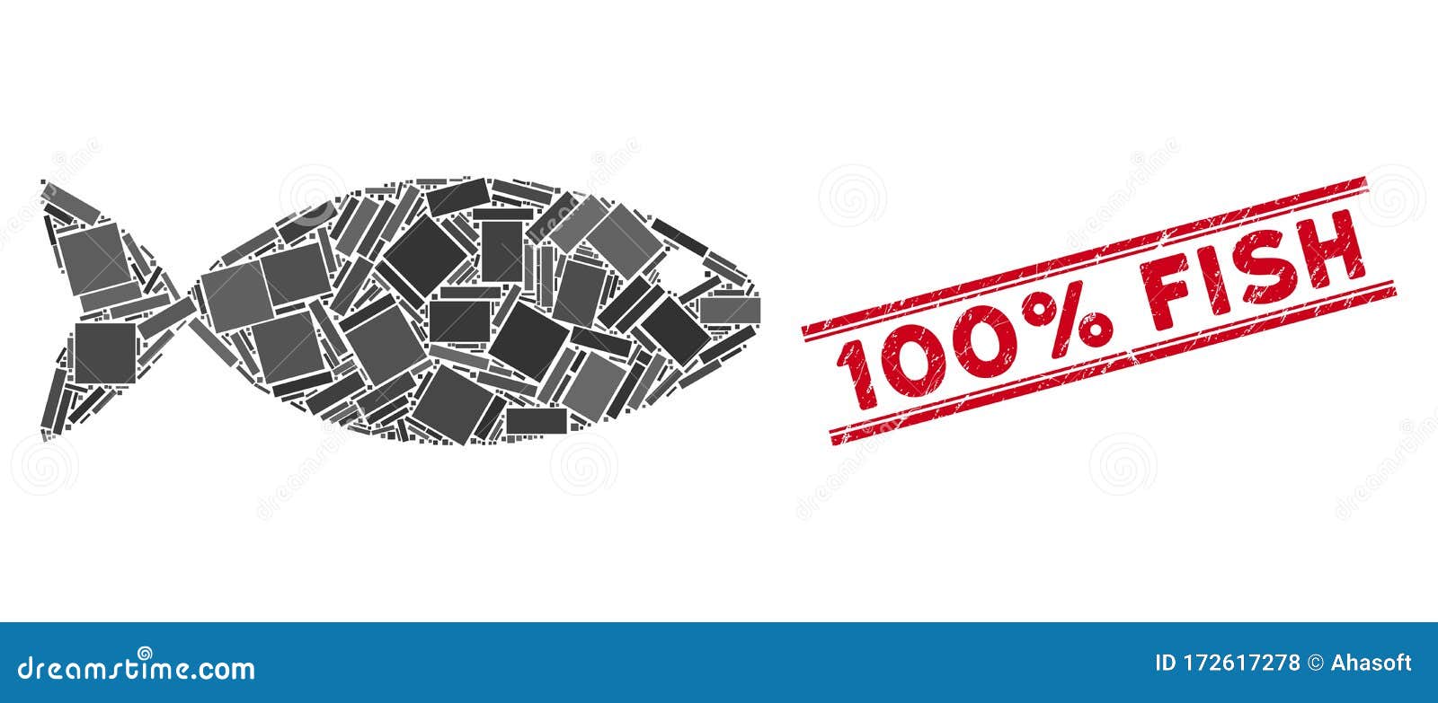 Fish Mosaic and Grunge 100 Percent Fish Watermark with Lines Stock ...