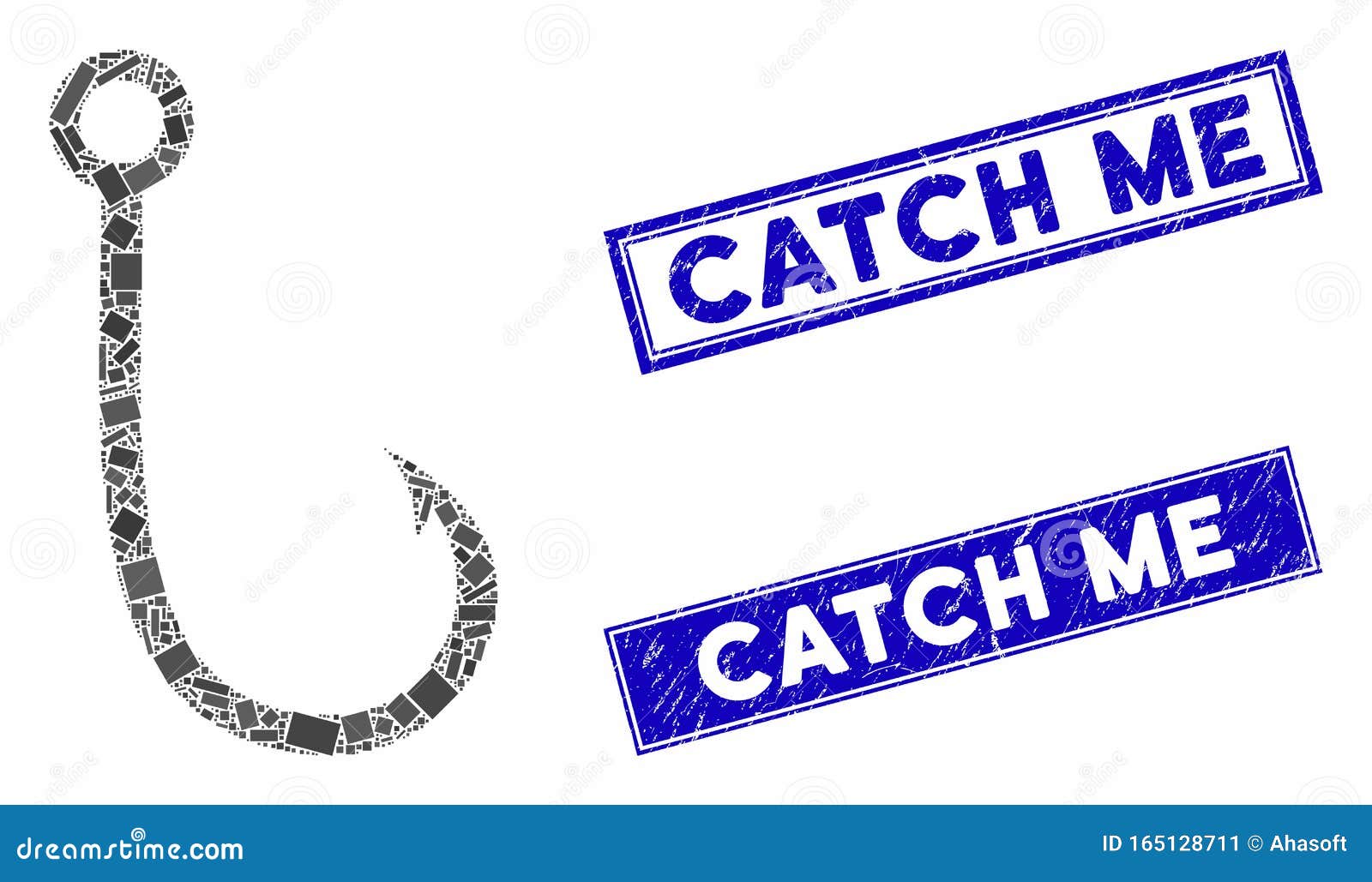 Fishing Hook Mosaic and Distress Rectangle Catch Me Watermarks Stock ...