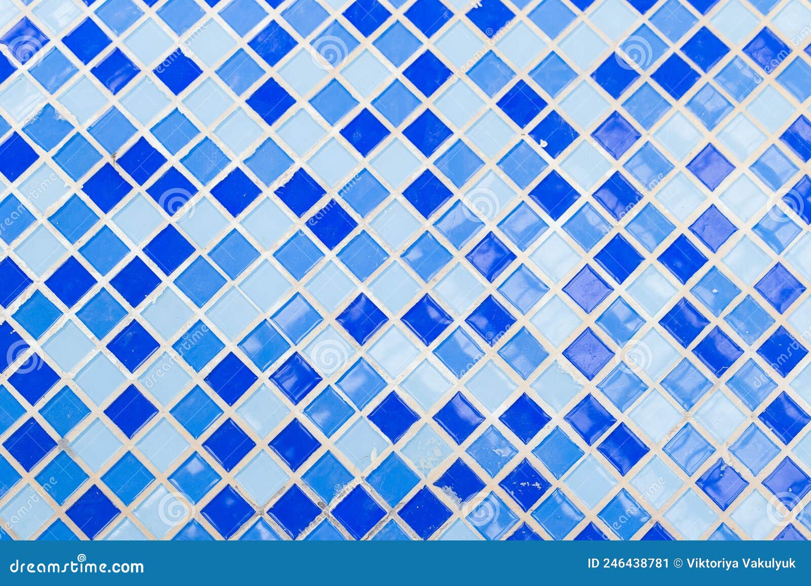 Mosaic on the Floor Blue and Blue, Geometric Background Stock Image ...