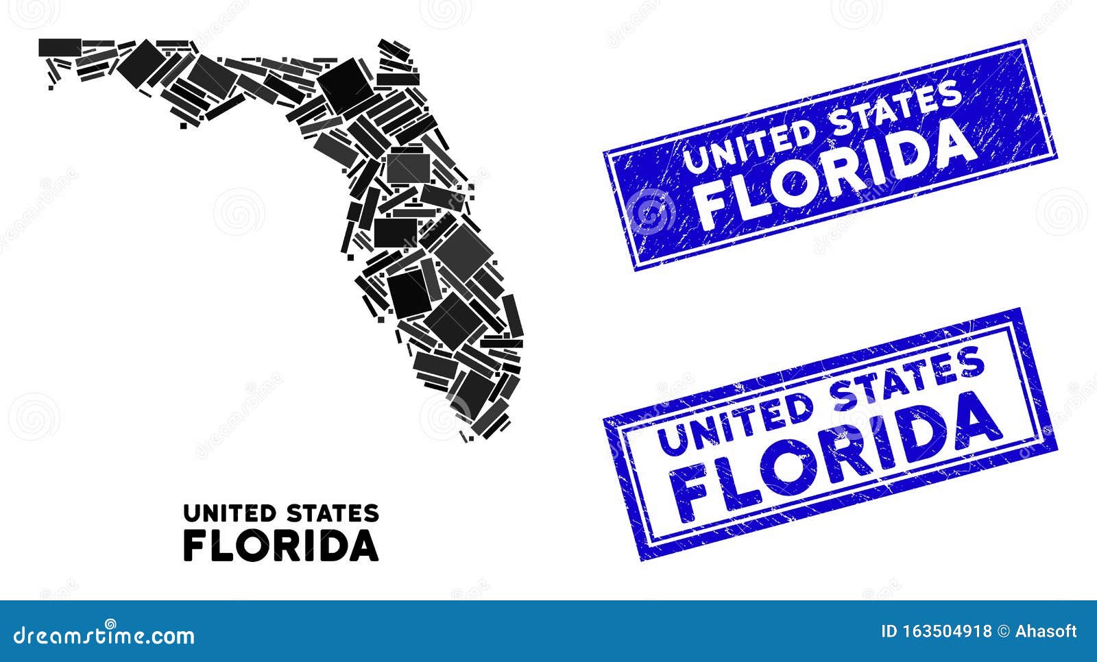 Mosaic Florida Map and Distress Rectangle Watermarks Stock Illustration ...
