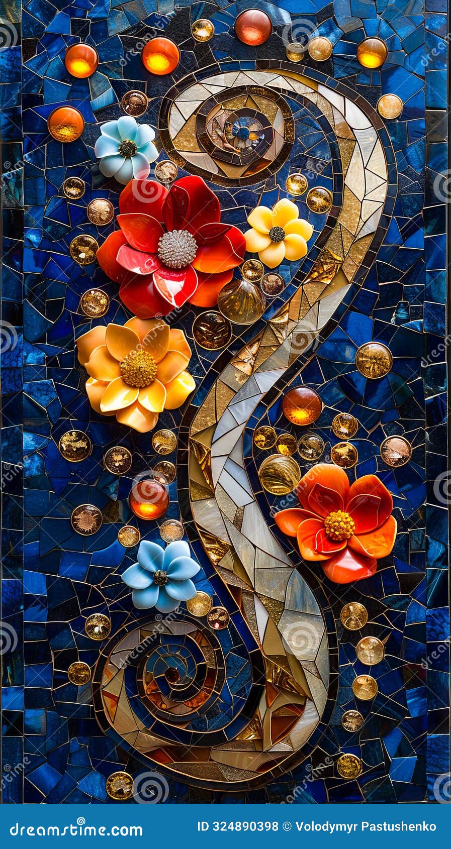 A Mosaic of Flowers and a Musical Note Stock Photo - Image of mosaic ...