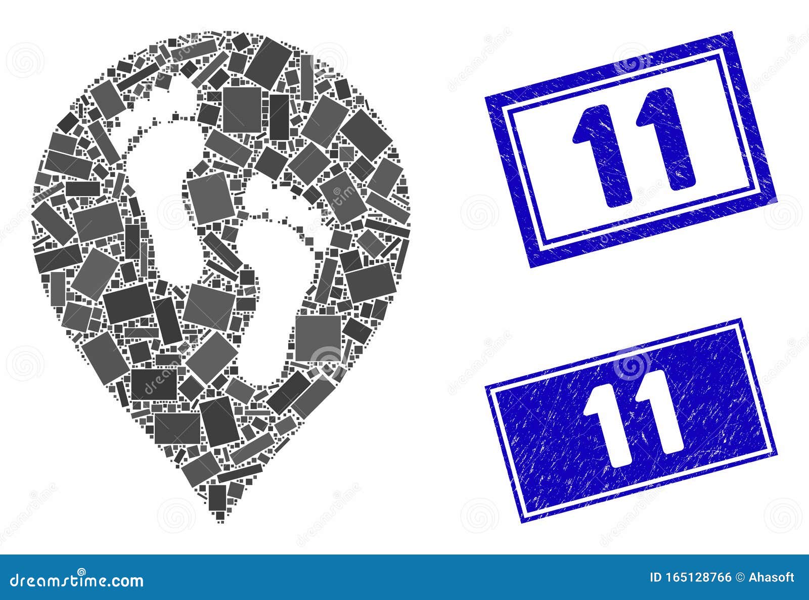 Footprints Map Marker Mosaic and Distress Rectangle 11 Stamp Seals ...