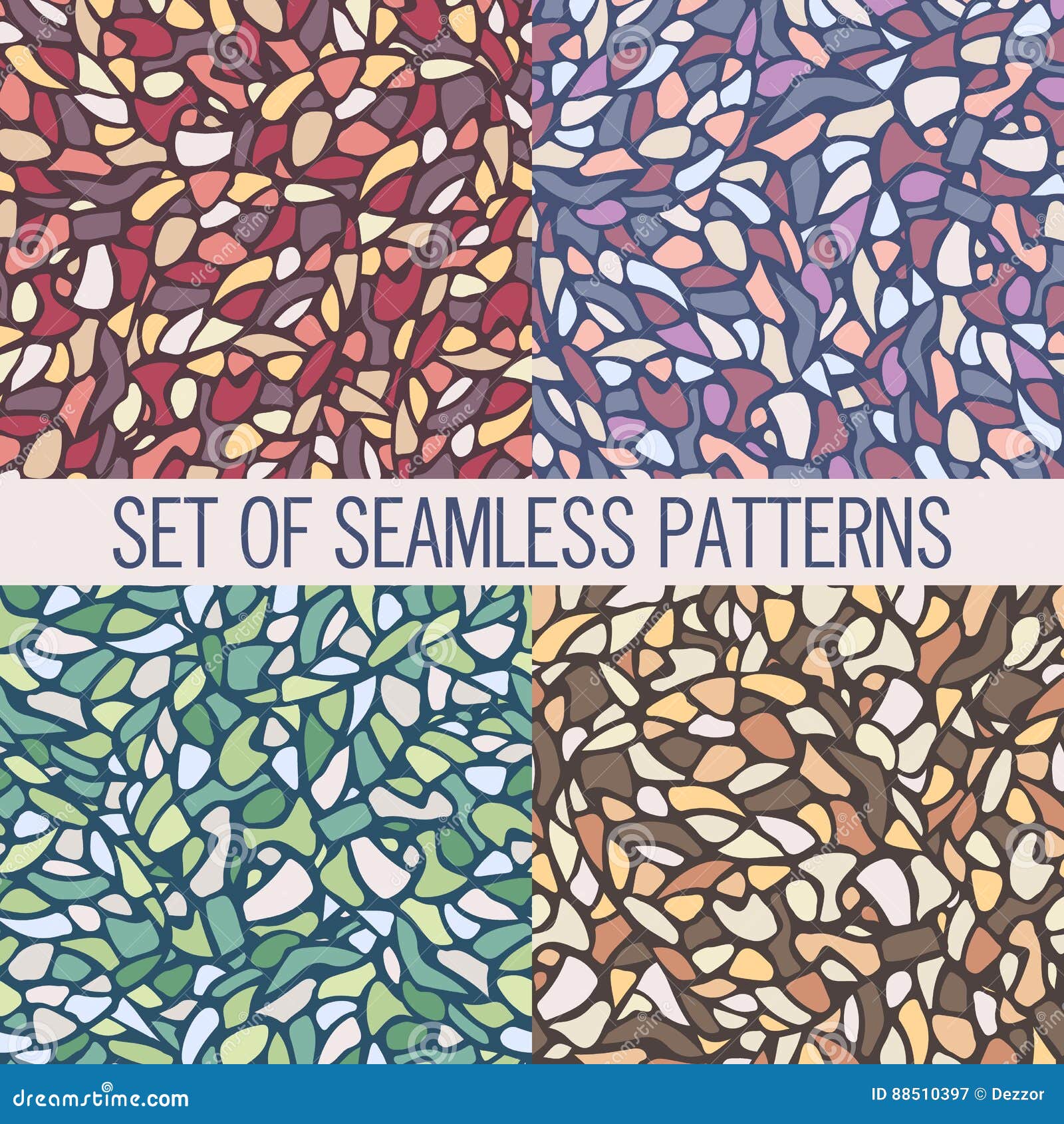 Mosaic of the Four Unique Color Patterns of Abstract Backgrounds Stock ...