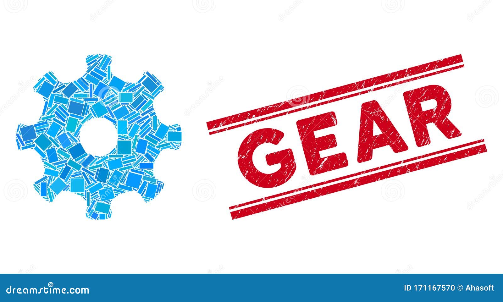 Gear Mosaic and Grunge Gear Watermark with Lines Stock Vector ...