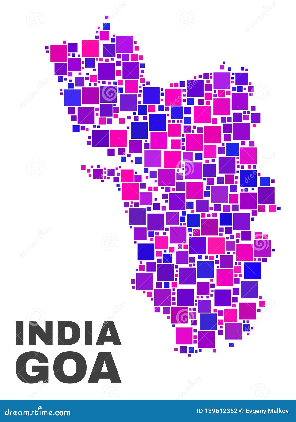 Mosaic Goa State Map of Square Elements Stock Vector - Illustration of ...