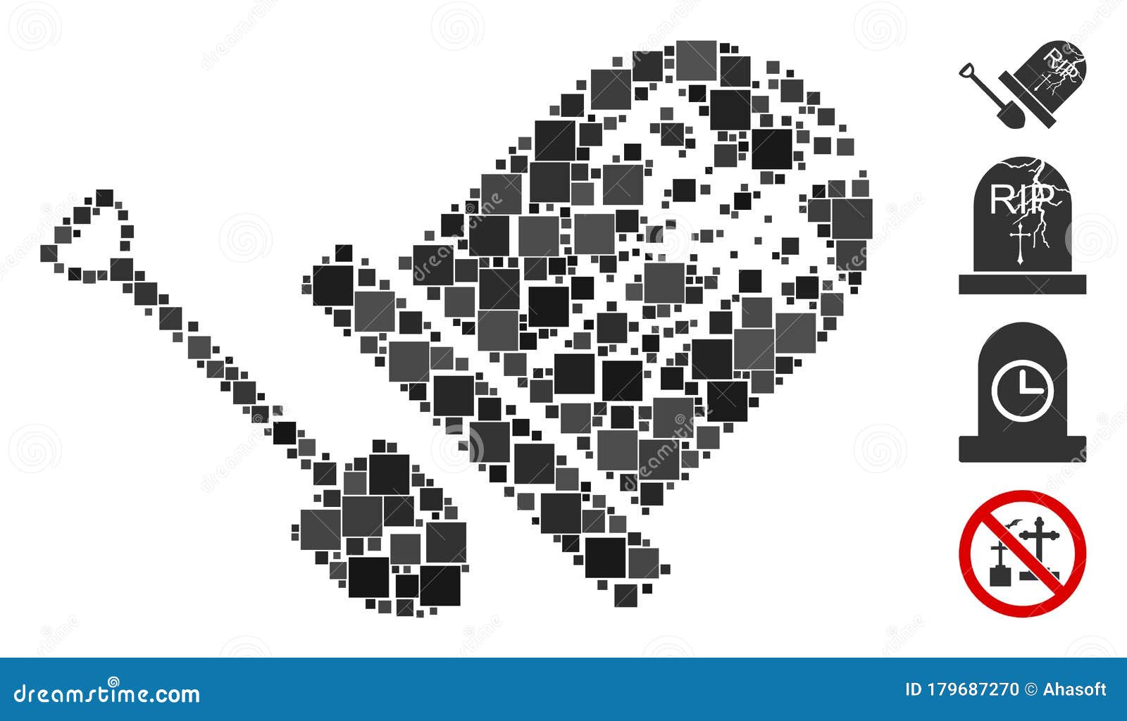 Square Grave Exhumation Icon Vector Collage Stock Vector - Illustration ...