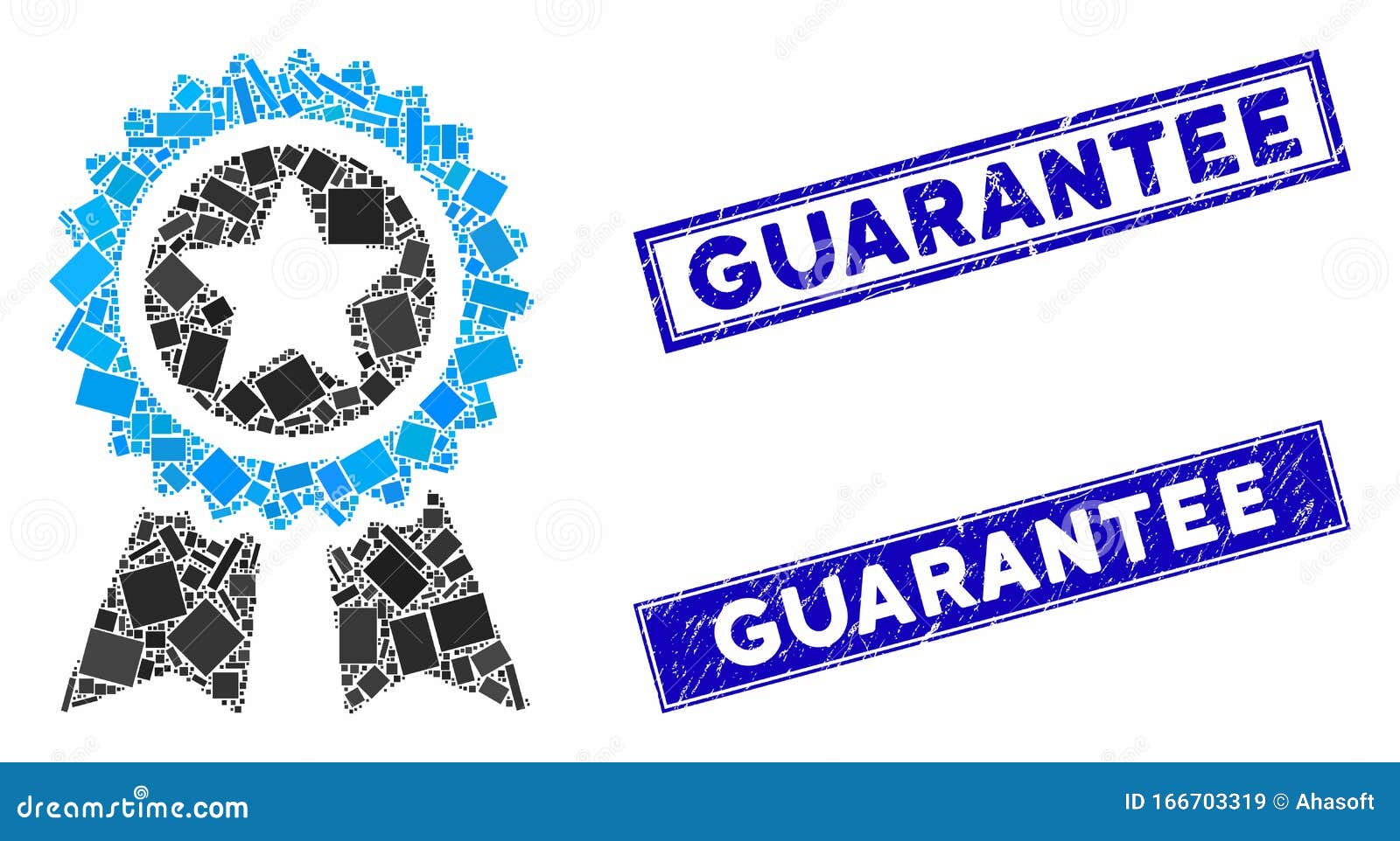 Guarantee Mosaic and Grunge Rectangle Stamp Seals Stock Illustration ...