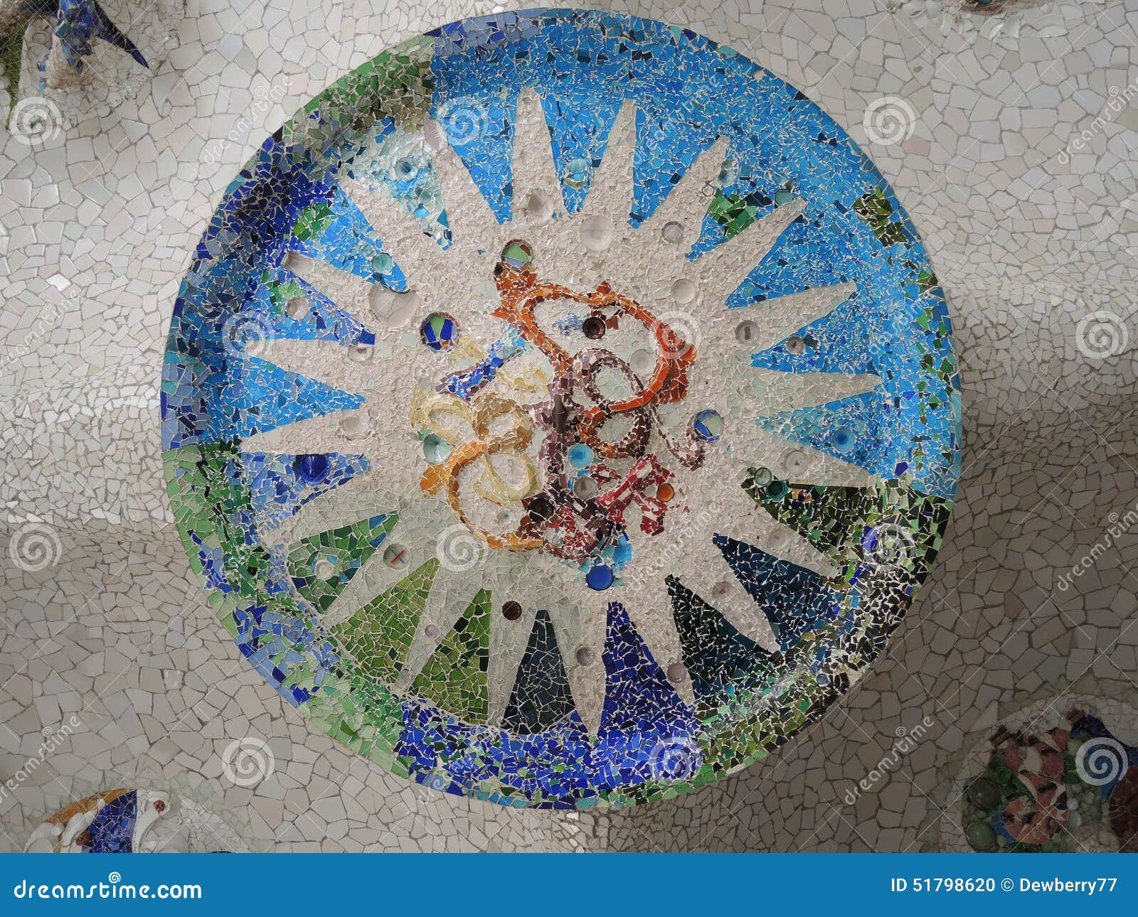 Mosaic in the Hall of 100 Columns Stock Photo - Image of guell ...