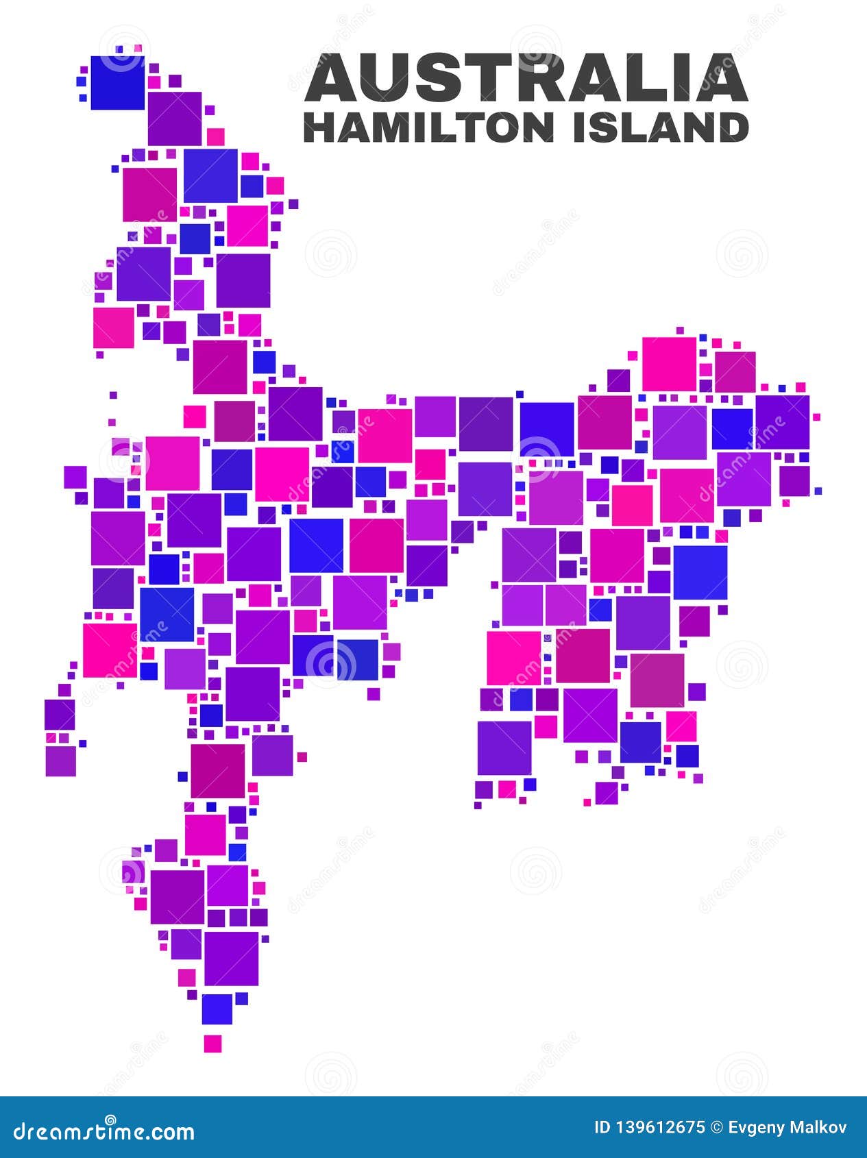 Mosaic Hamilton Island Map of Square Elements Stock Vector ...