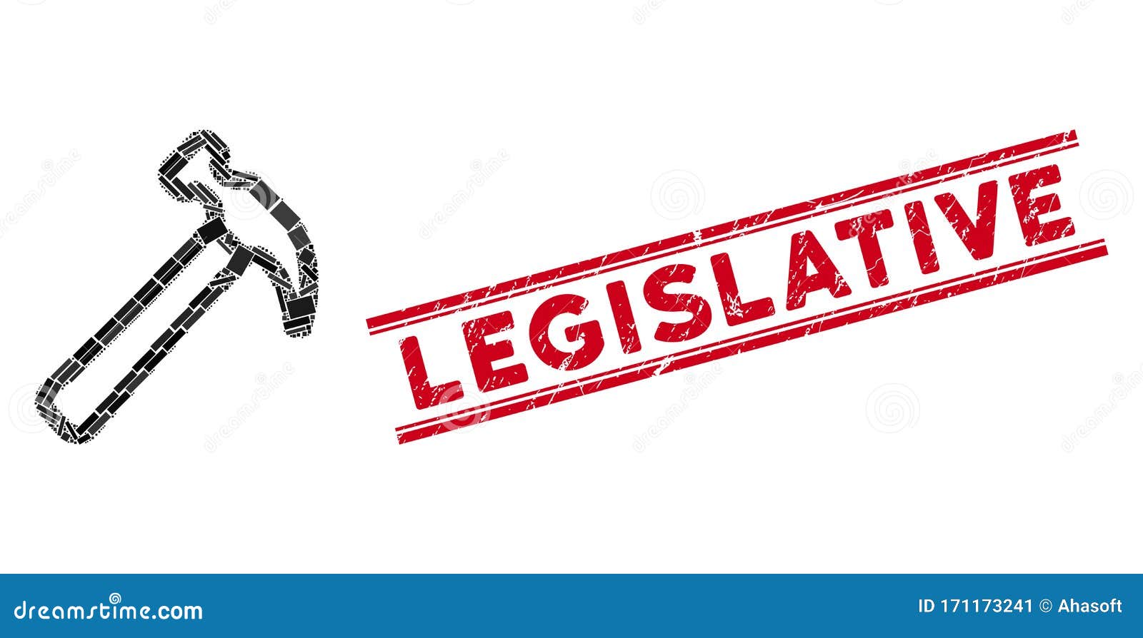 Hammer Mosaic and Distress Legislative Stamp with Lines Stock Vector ...