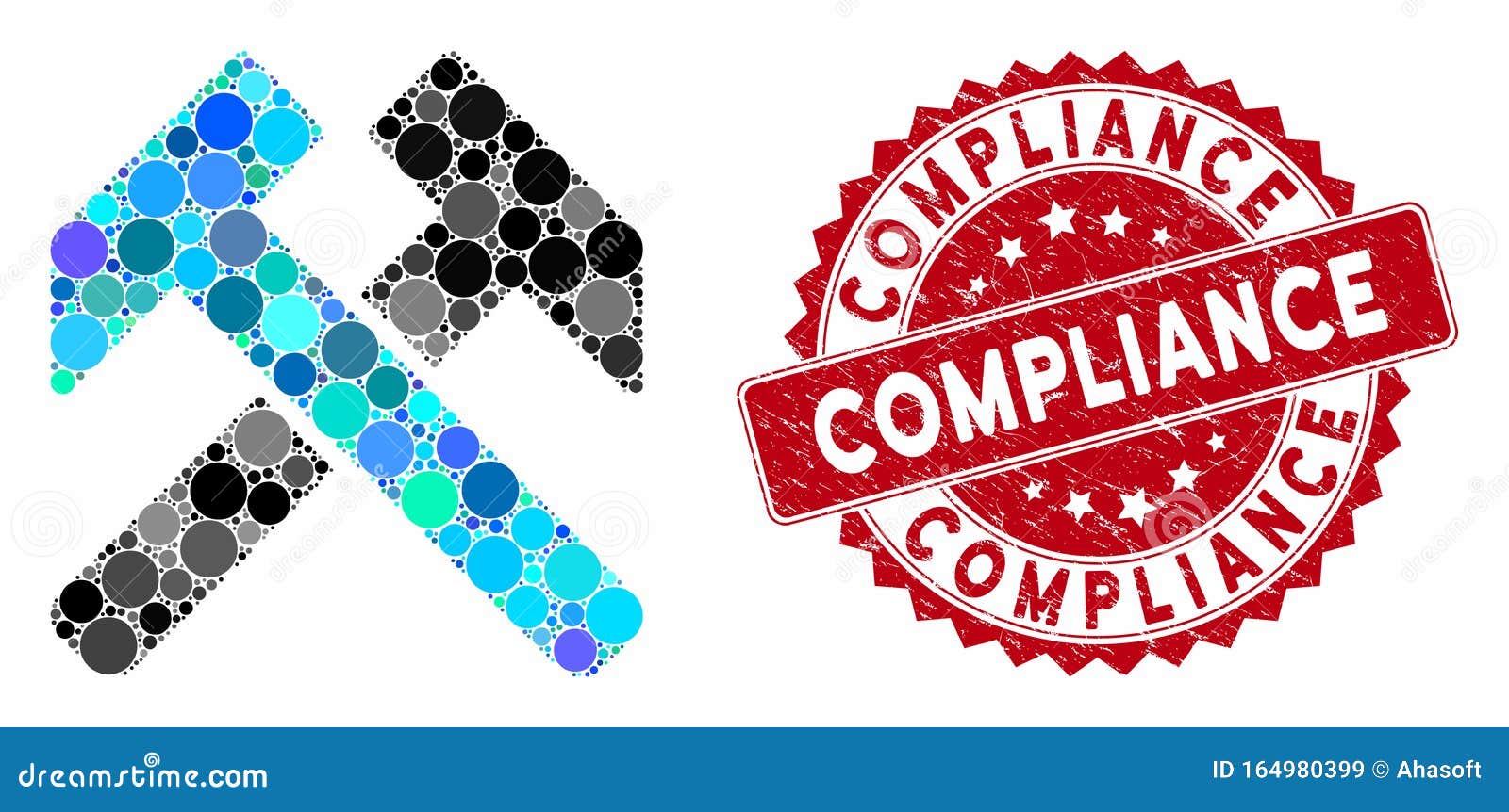 Collage Hammers with Grunge Compliance Seal Stock Illustration ...