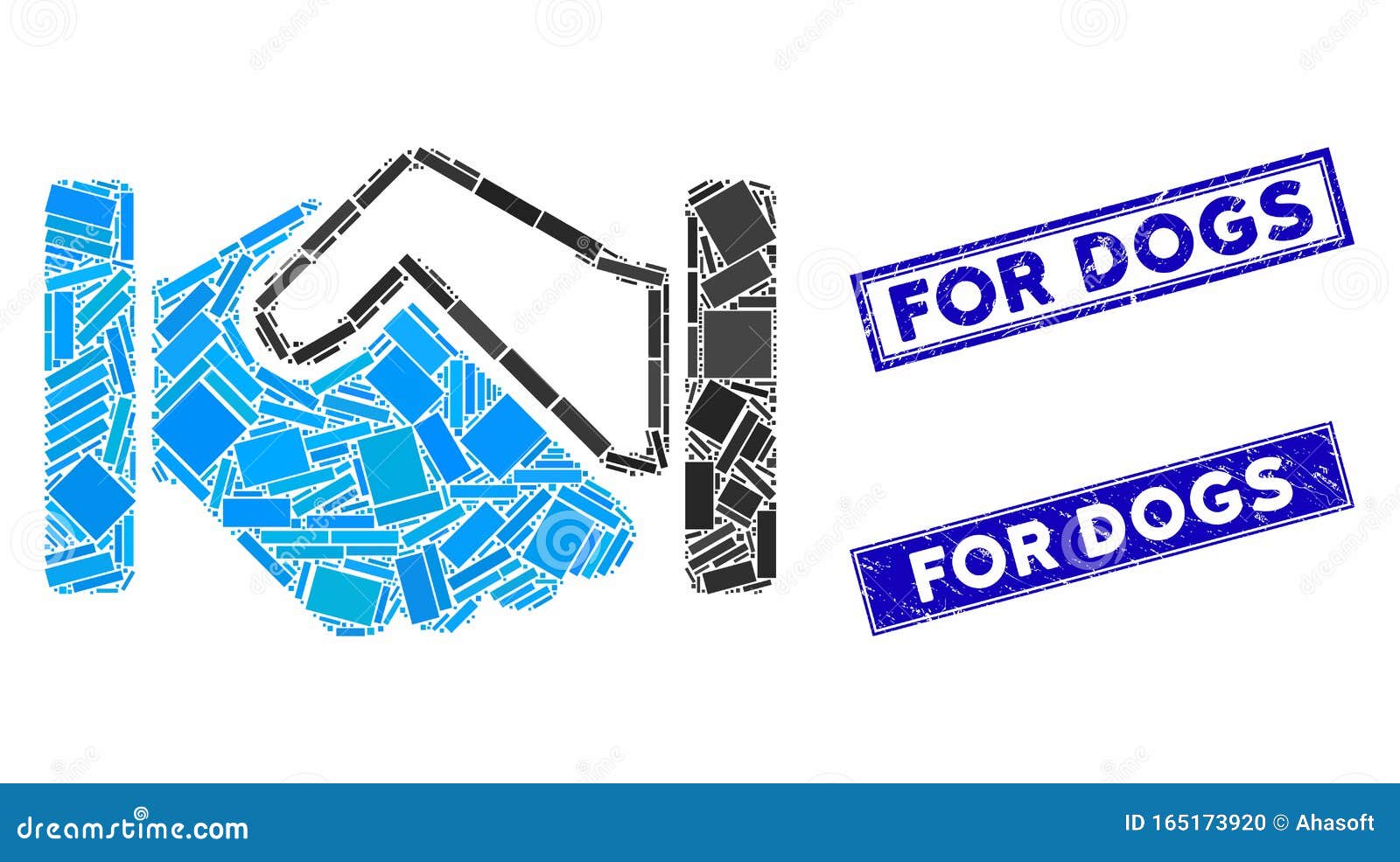 Handshake Mosaic and Grunge Rectangle for Dogs Watermarks Stock Vector ...