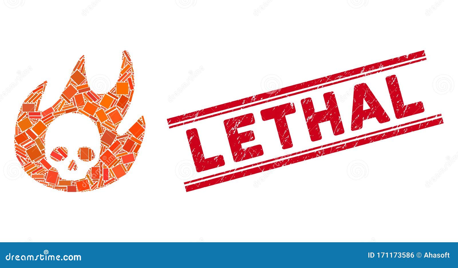Hell Fire Mosaic and Distress Lethal Stamp with Lines Stock Vector ...