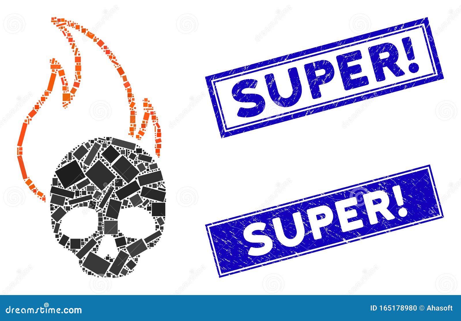 Hell Fire Mosaic and Grunge Rectangle Super! Watermarks Stock ...