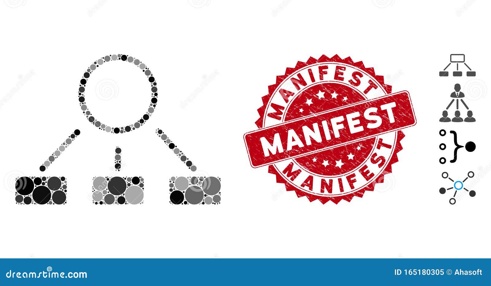 Mosaic Hierarchy Icon with Scratched Manifest Stamp Stock Illustration ...