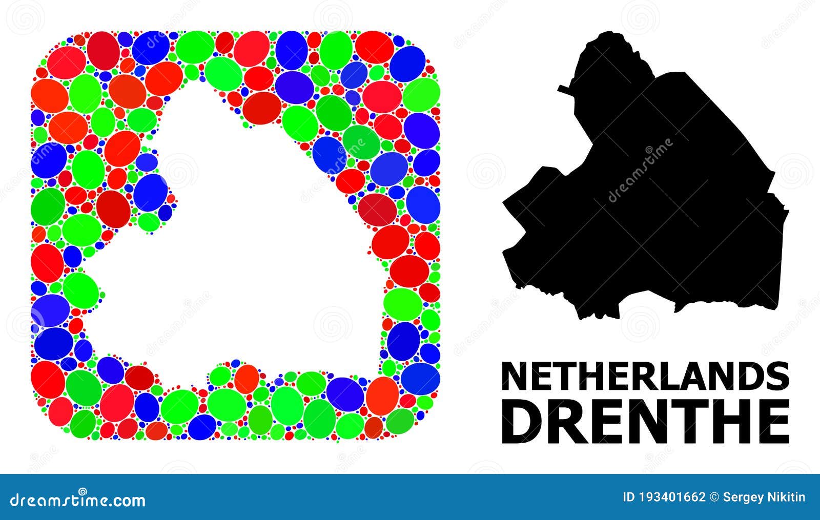 Mosaic Hole and Solid Map of Drenthe Province Stock Vector ...