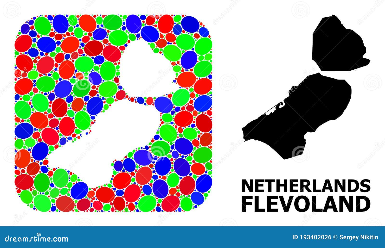 Mosaic Hole and Solid Map of Flevoland Province Stock Vector ...