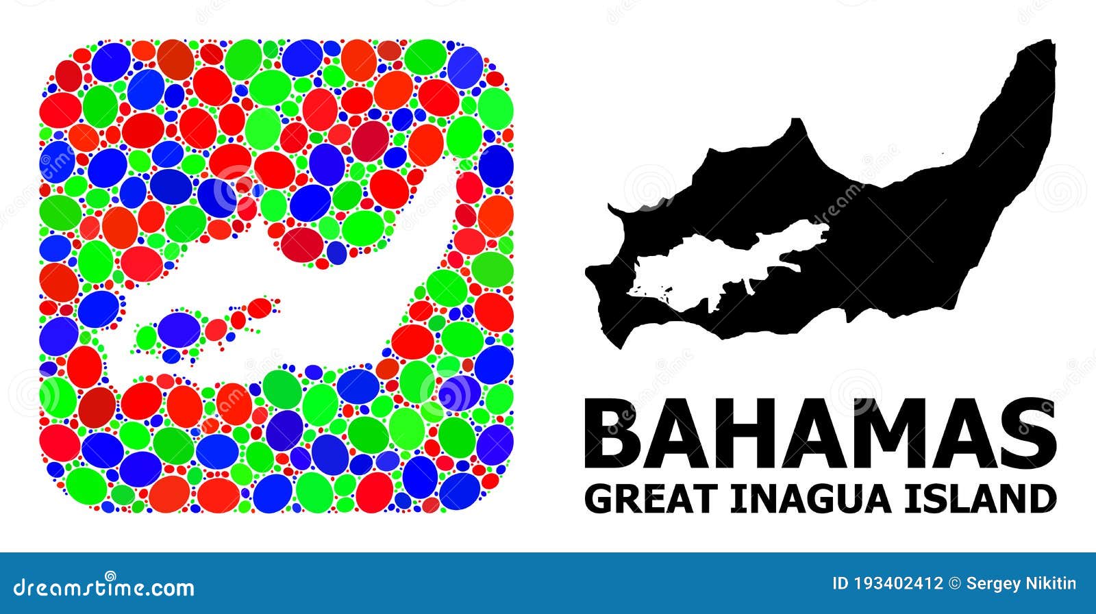 Mosaic Hole and Solid Map of Great Inagua Island Stock Vector ...