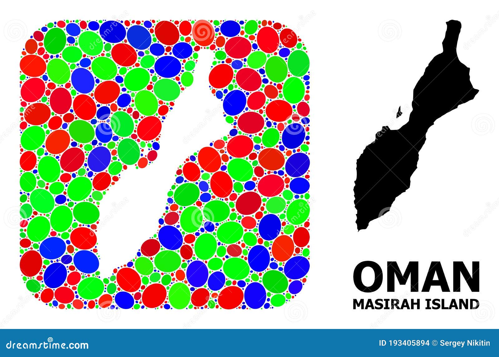 Mosaic Hole and Solid Map of Masirah Island Stock Vector - Illustration ...
