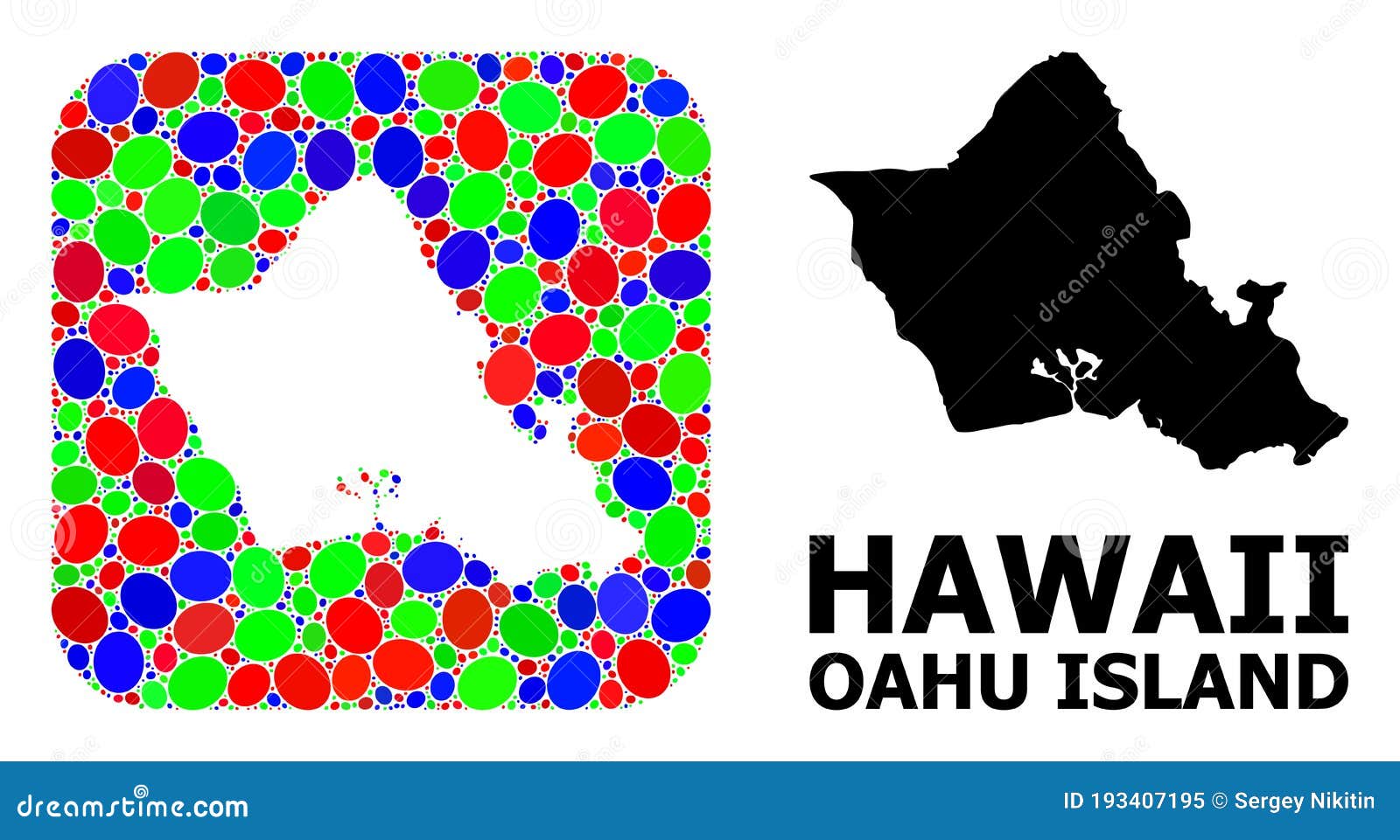 Mosaic Hole and Solid Map of Oahu Island Stock Vector - Illustration of ...