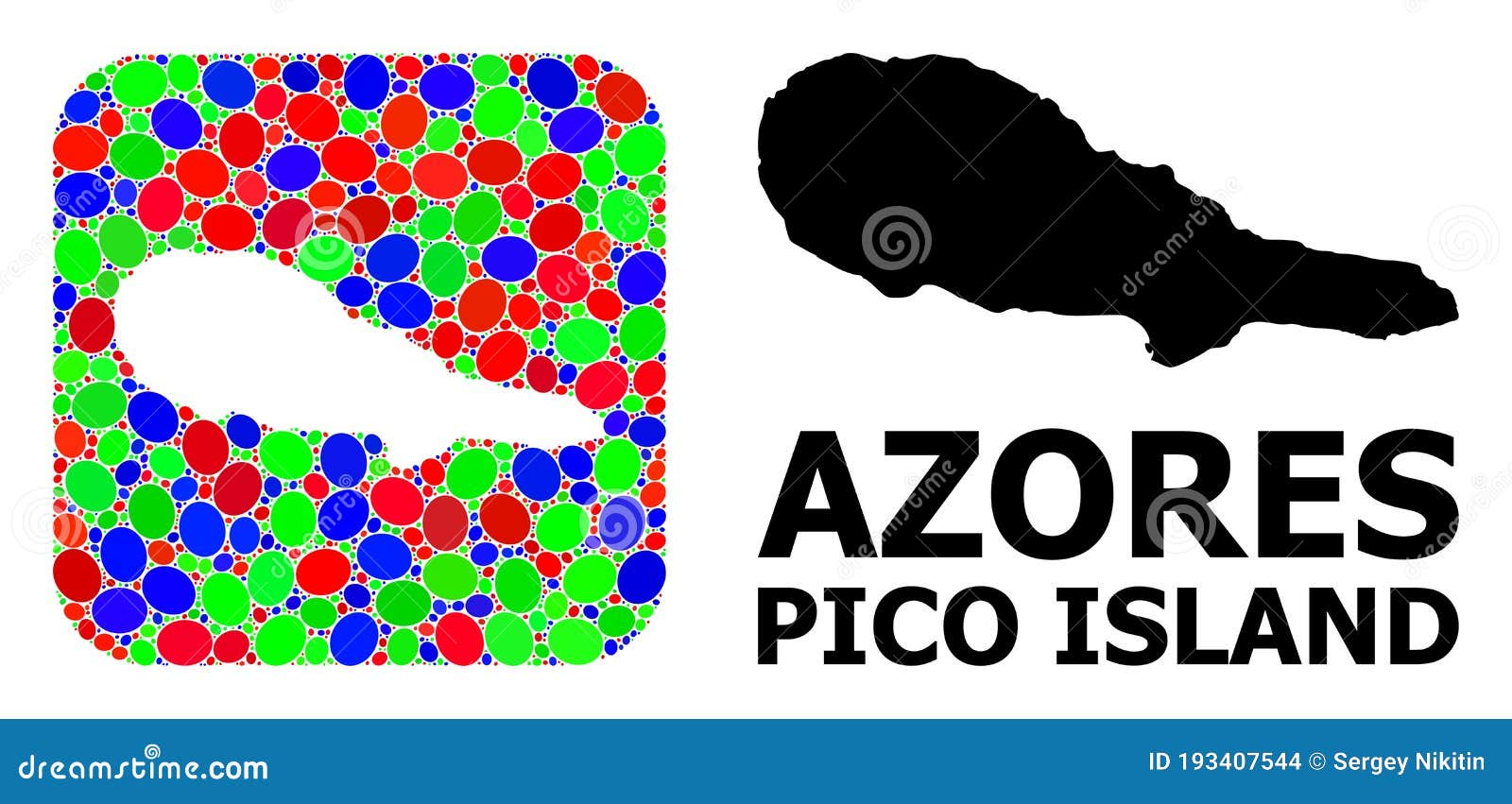 Mosaic Hole and Solid Map of Pico Island Stock Vector - Illustration of ...