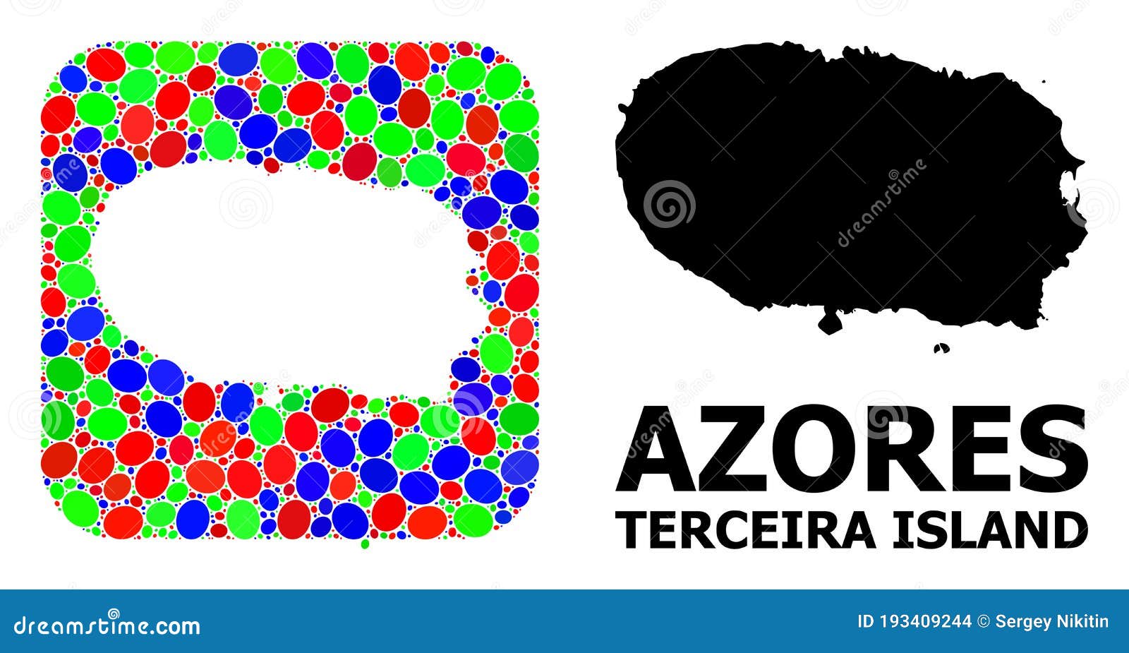 Mosaic Hole and Solid Map of Terceira Island Stock Vector ...