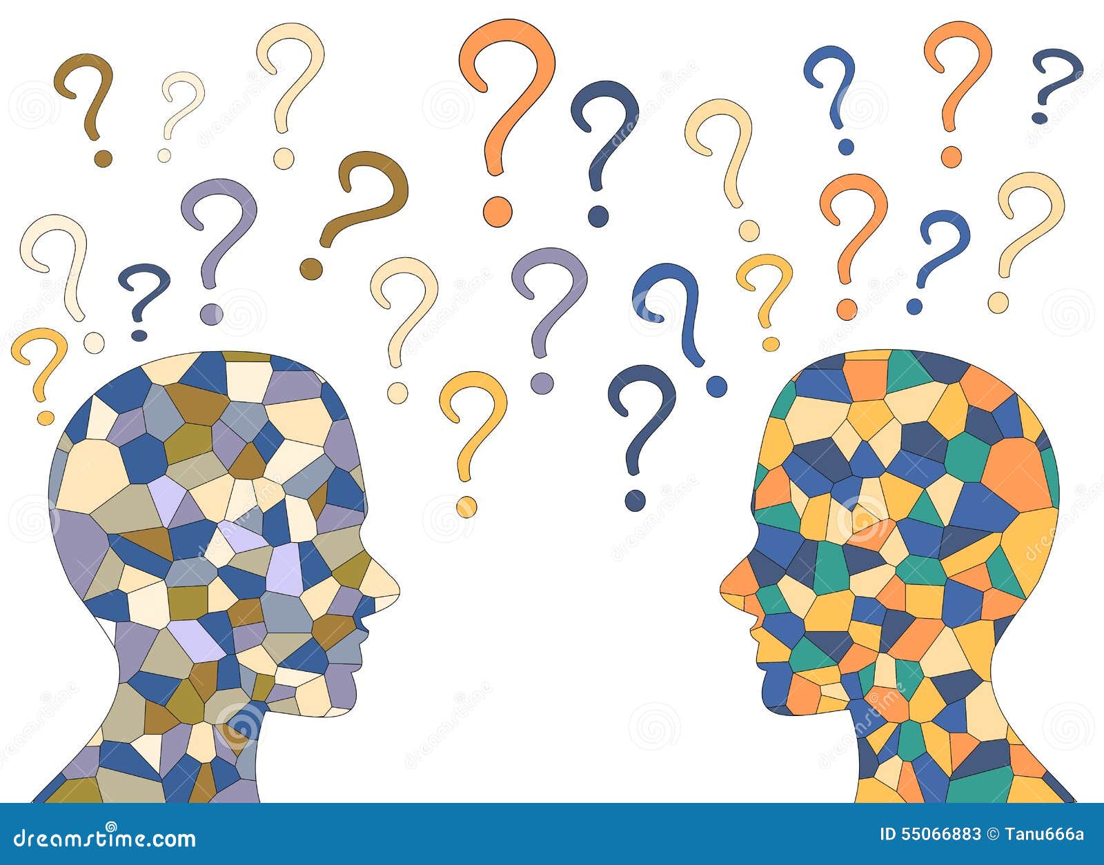 Mosaic Human Brain and Colorful Question Marks, Stock Illustration ...