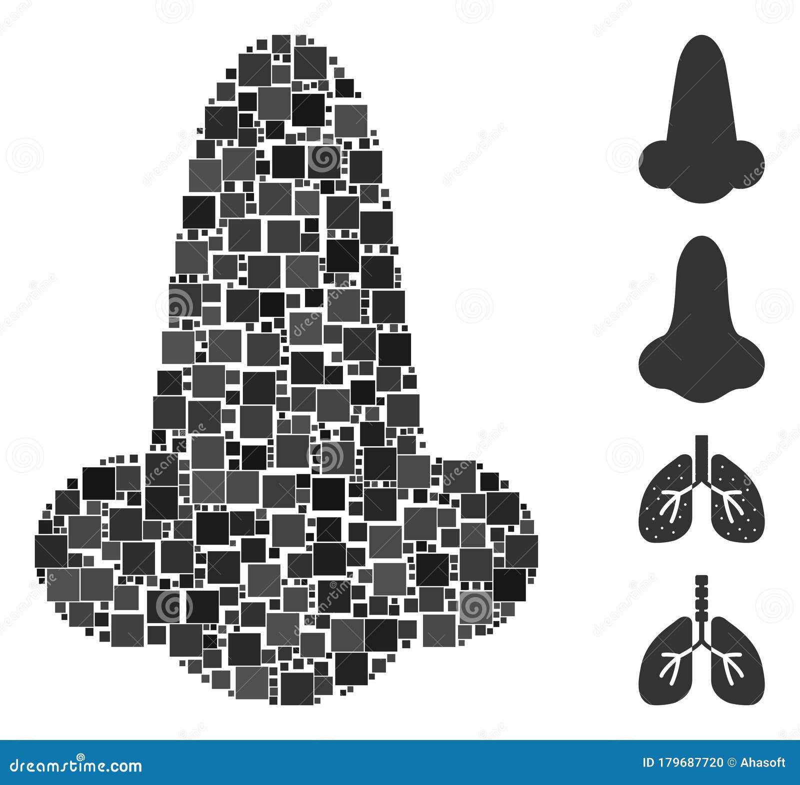 Square Human Nose Icon Vector Collage Stock Vector - Illustration of ...