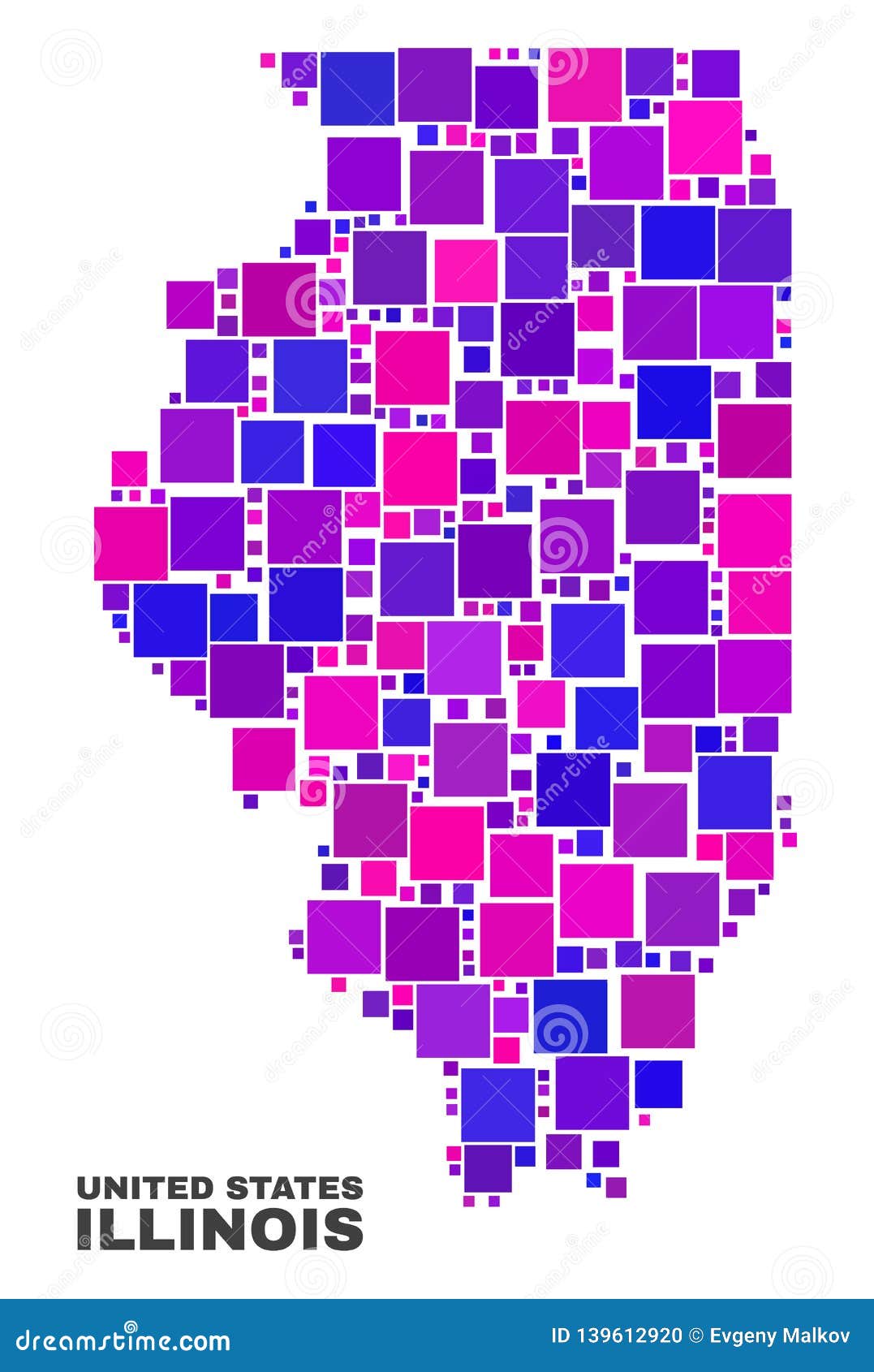 Mosaic Illinois State Map of Square Elements Stock Vector ...