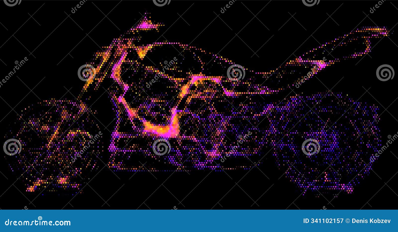 Mosaic Image of a Sports Motorcycle Made of Hexagons. Honeycomb ...