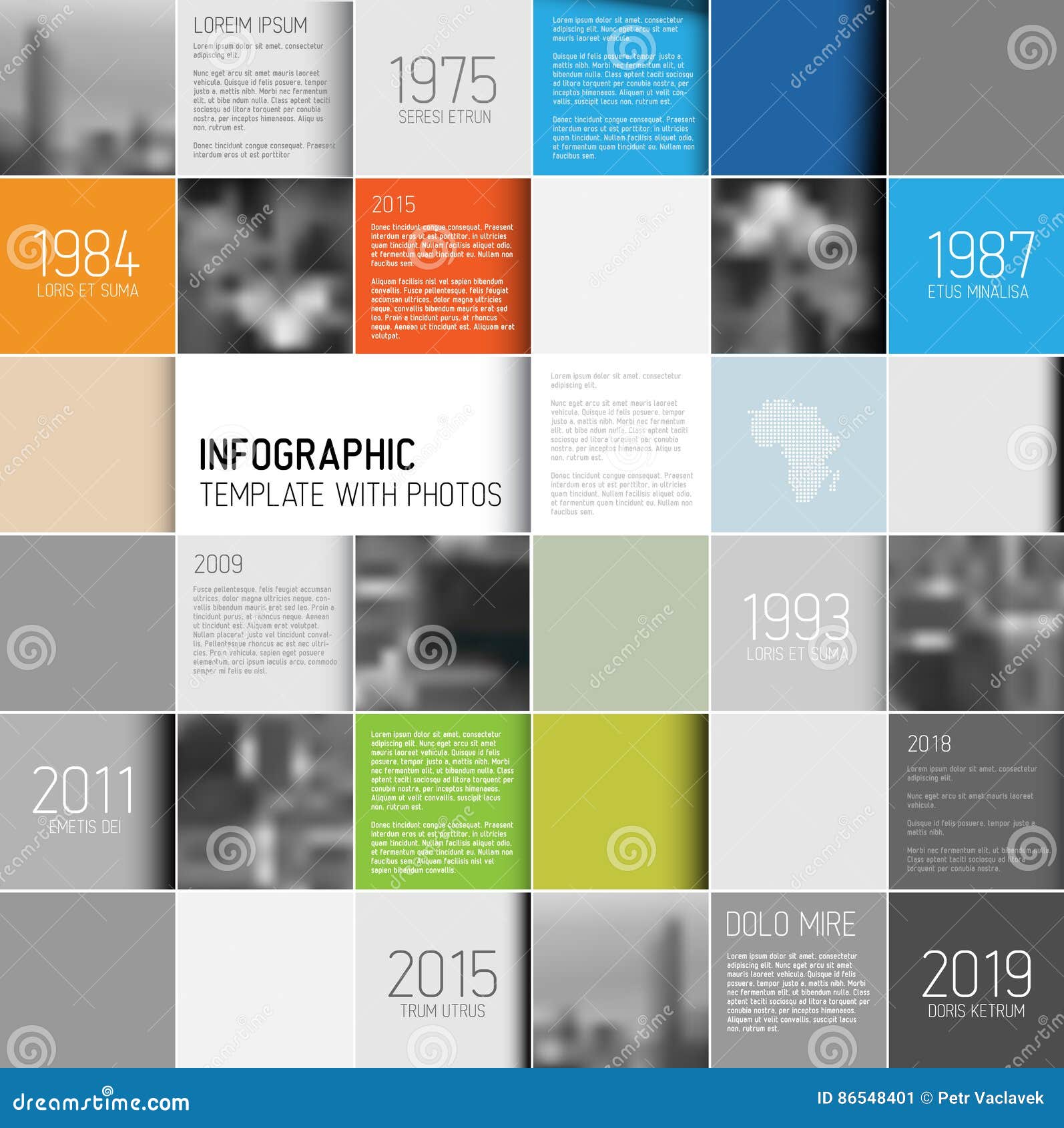 Mosaic Infographic Template with Photos Stock Vector - Illustration of ...