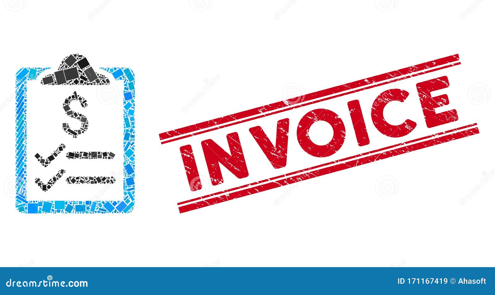 Invoice Pad Mosaic and Scratched Invoice Stamp Seal with Lines Stock ...