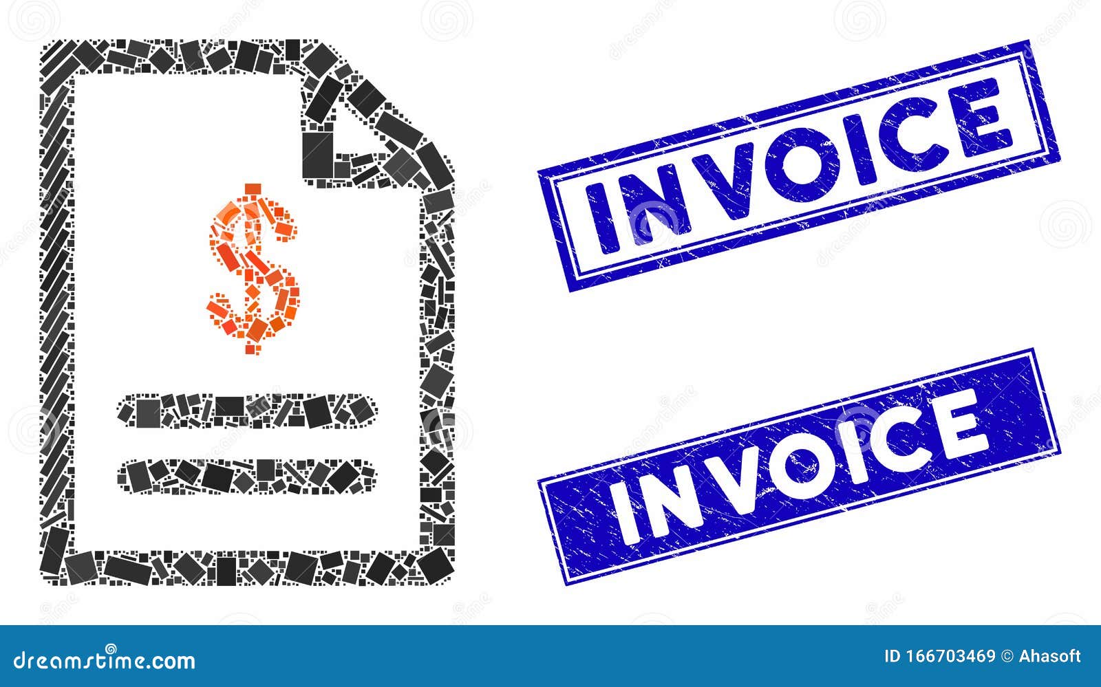 Invoice Mosaic and Grunge Rectangle Watermarks Stock Illustration ...