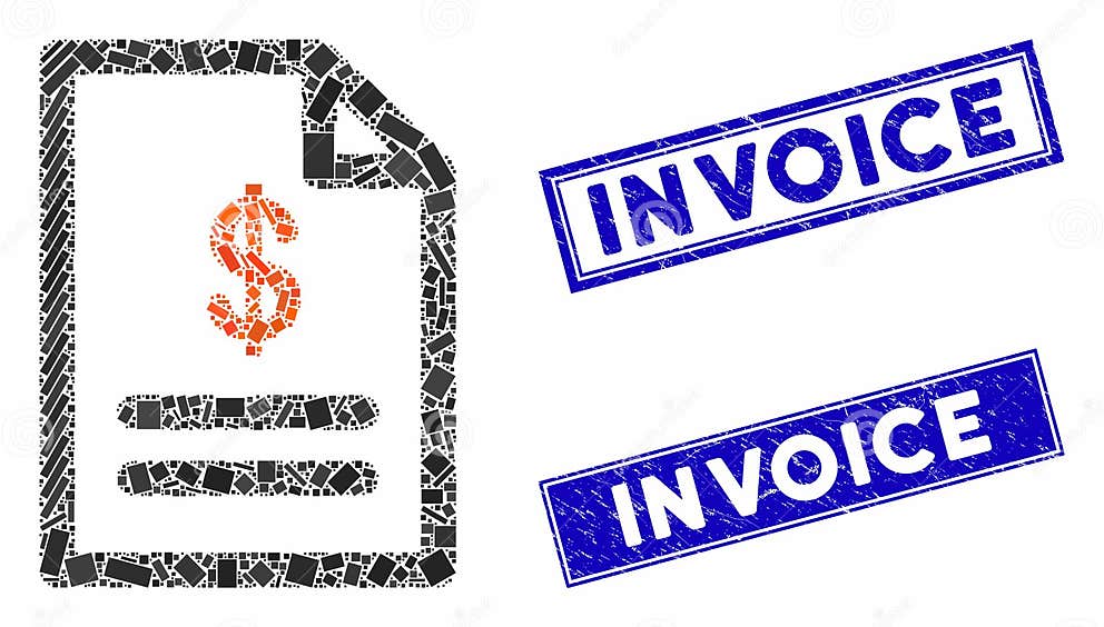 Invoice Mosaic and Grunge Rectangle Watermarks Stock Illustration ...