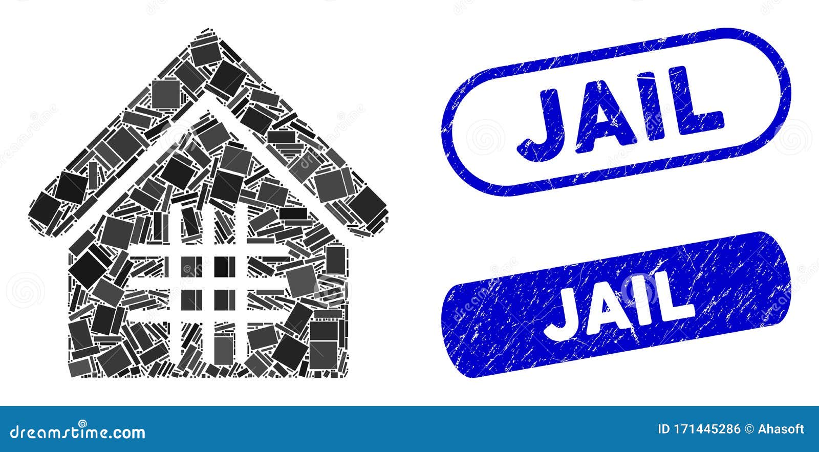 Rectangle Mosaic Jail with Distress Jail Stamps Stock Vector ...